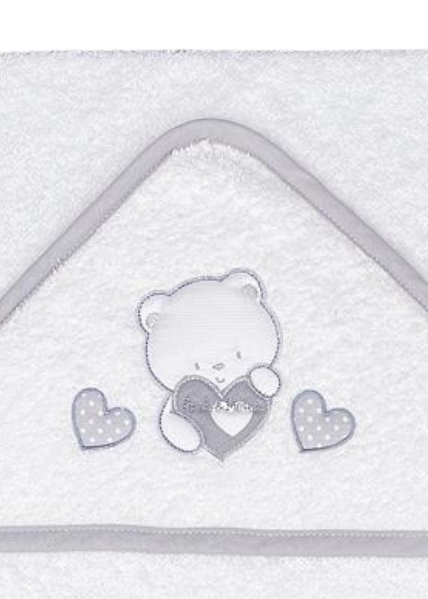 Prosop cu Capison Alb-Gri cu Ursuleti si Inimioare 100x100 cm D70 Andy
