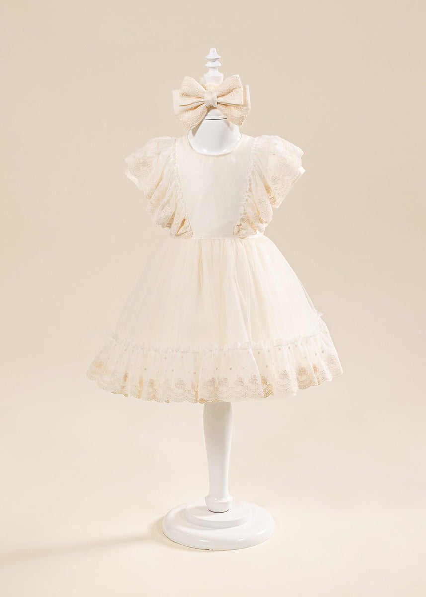 Mira Capucino Dress With Ruffles And Lace Wings AnneBebe