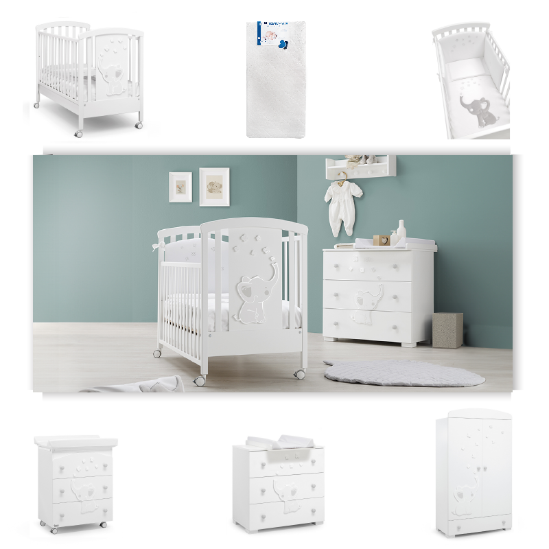 Pachet mobila 6 piese Patut + Saltea + Set Textil Protectie Tato ...