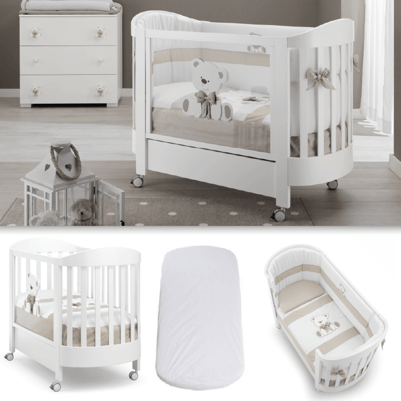 Pachet mobila 3 piese Patut + Saltea + Set Textil Protectie Tato Oval ...