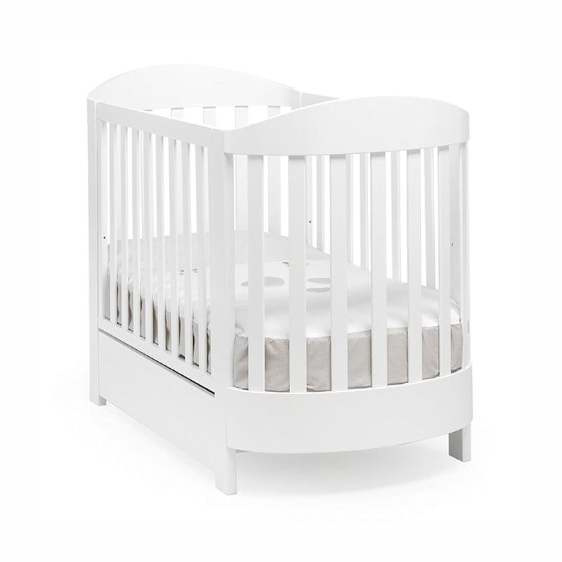 Patut bebelusi Oval Ariel alb cu saltea inclusa Design Italian Alb Lem